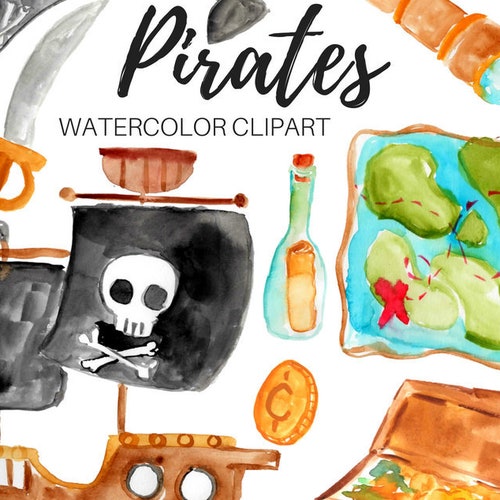 Pirates Clipart Watercolor Clipart Adventure Clipart Sea - Etsy
