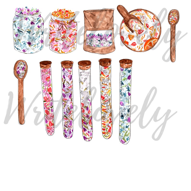 Spa Clipart Watercolor Clipart Bath Salt Bath Time - Etsy