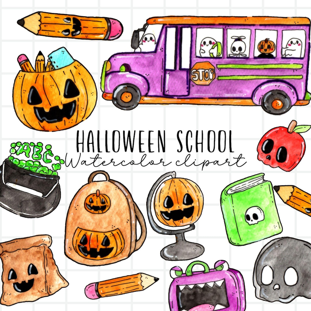 Halloween Clipart, Watercolor Graphics, Back to School Clipart ...