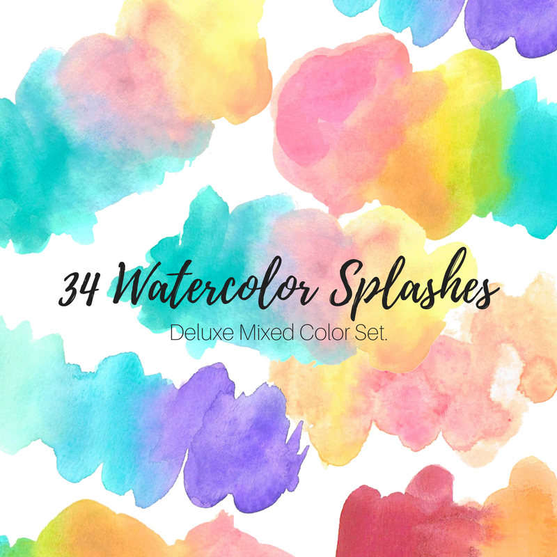 Rainbow Splash Watercolor Watercolor Clipart Clip Art Rainbow Gold ...