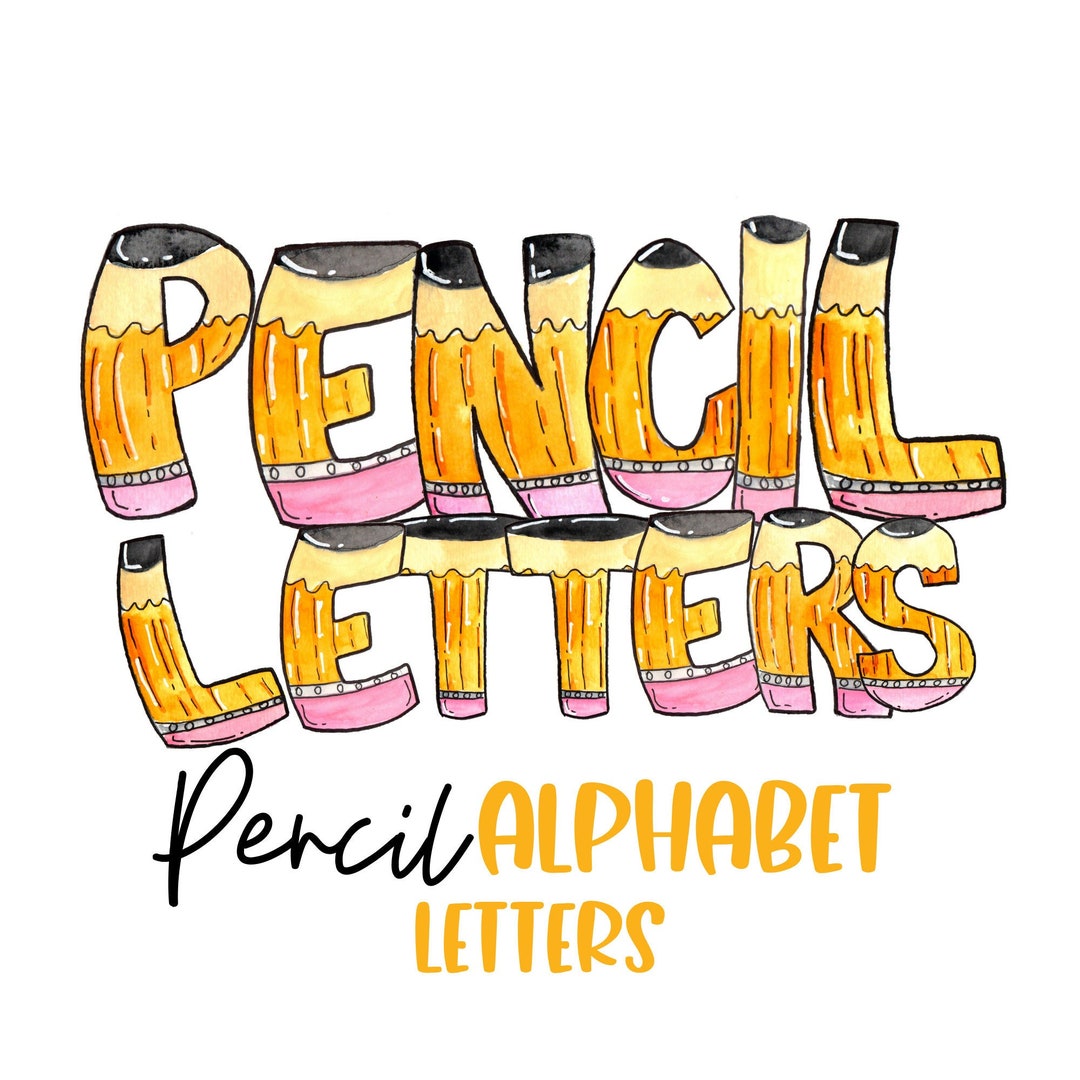 Watercolor Pencil Letter Alphabet Clipart, ABC Back to School Graphics in Png Format - Etsy