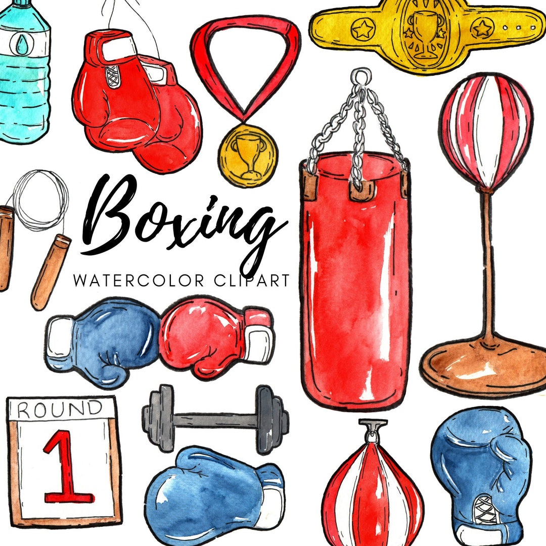 Watercolor Clipart Boxing Sports Boxing Glove Punching - Etsy UK