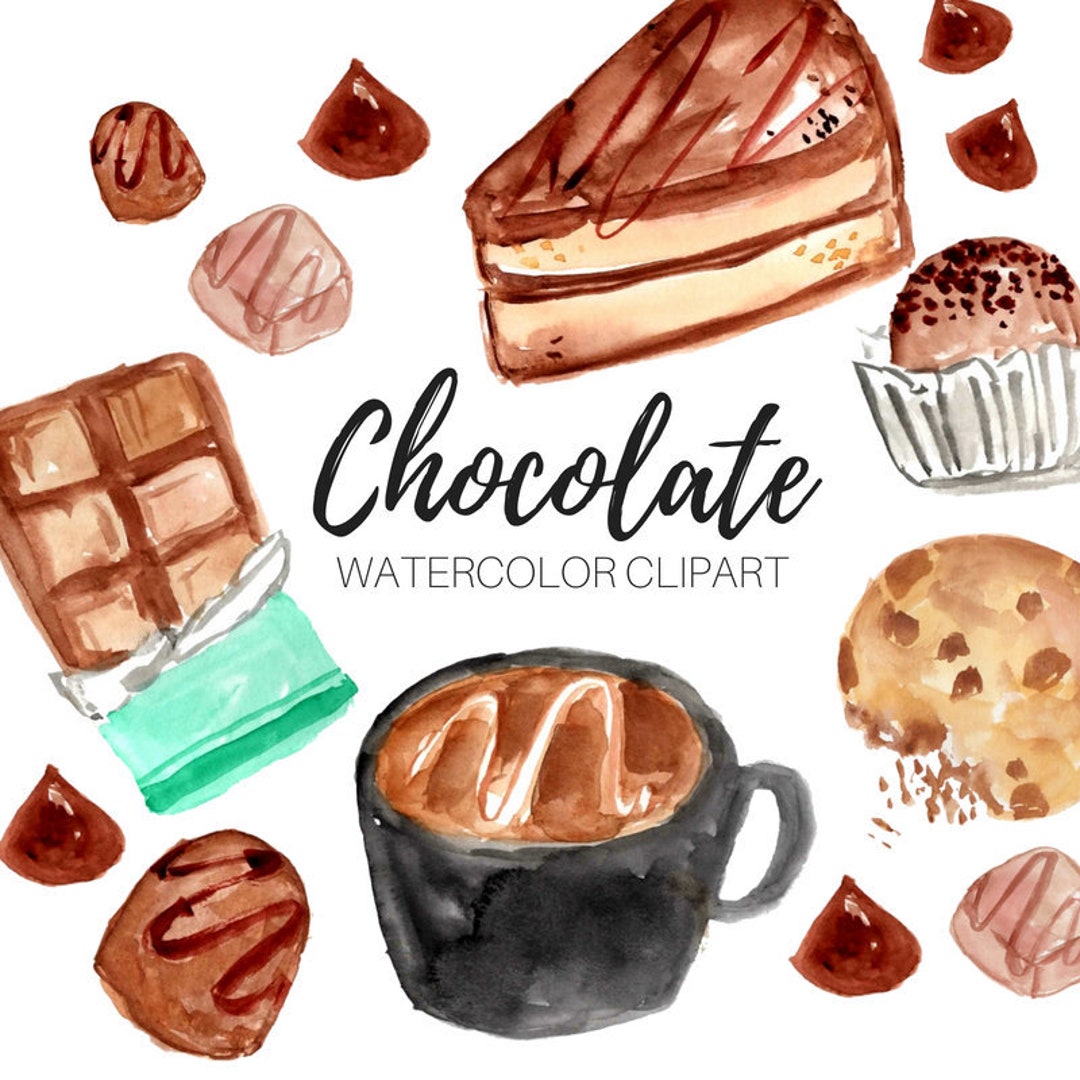 Chocolate Clipart Watercolor Clipart Food Clipart Sweet - Etsy