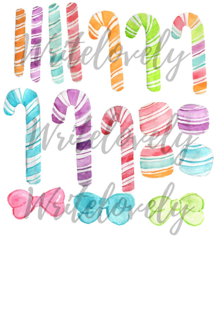 Christmas clipart candy cane rainbow graphics candy sweets | Etsy