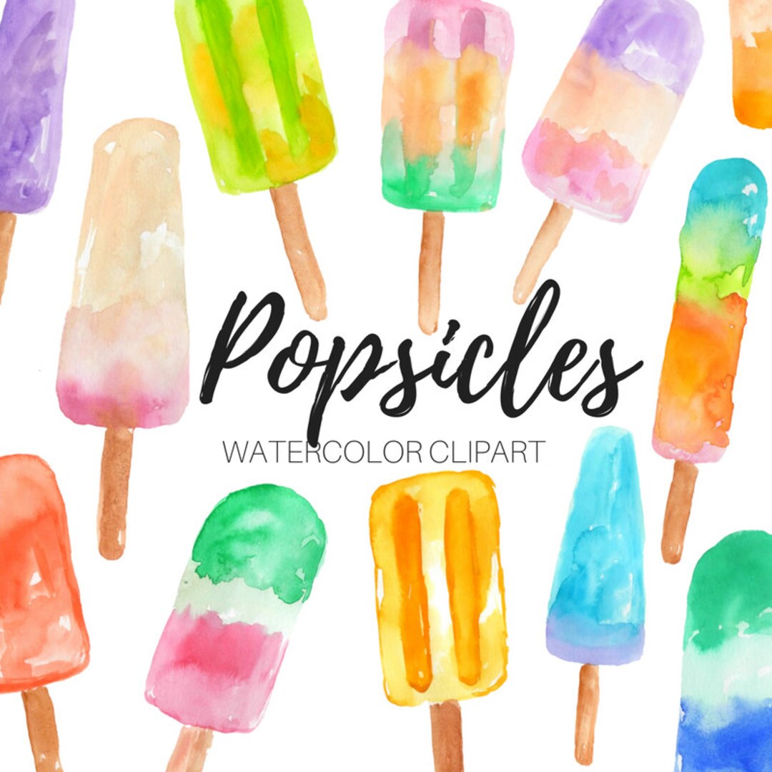 Watercolor Popsicle Clip Art ice Cream Summer Illustration - Etsy