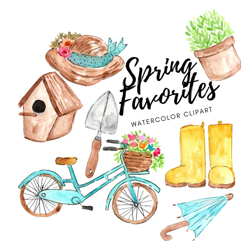 Watercolor Clip Art Spring Clipart Garden Flower - Etsy