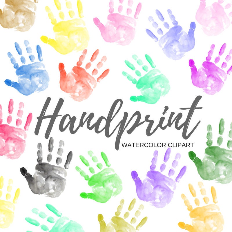 Handprint Clipart Hand Clipart Watercolor Clipart - Etsy