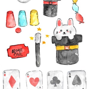 Watercolor Magic Clipart - Magician Clipart - Bunny Clipart - Rabbit ...