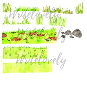 Grass Scene Watercolor Clipart - Commercial Use - Etsy