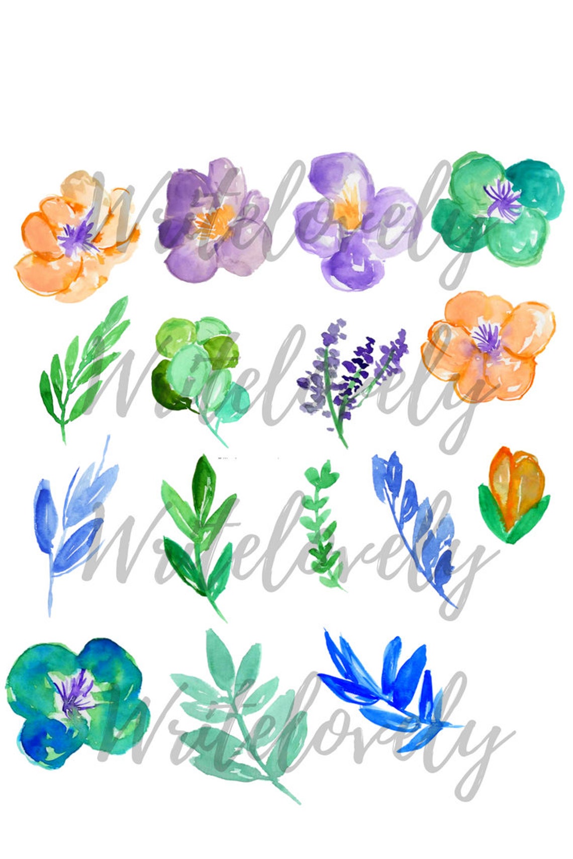 Watercolor florals Floral clipart Flower clipart | Etsy