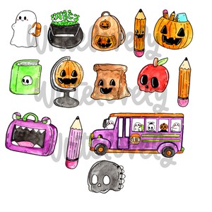 Halloween Clipart, Watercolor Graphics, Back to School Clipart ...