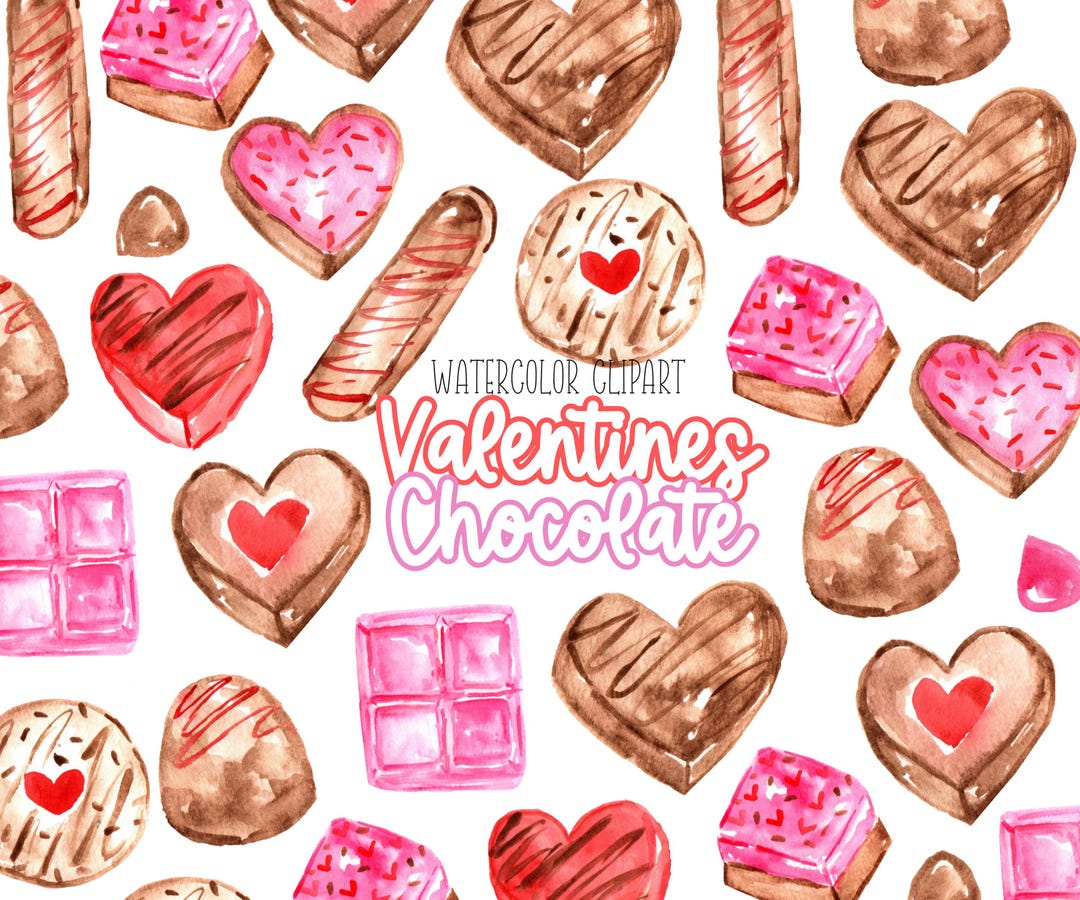 Valentines Day Clipart, Watercolor, Chocolate, Truffles, Desserts ...