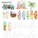 Watercolor Surf Board Clip Art Summer Beach Graphics PNG - Etsy