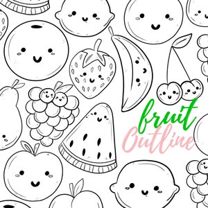 Cute Kawaii Fruit Clipart - Doodle Clip Art - Digital Stamp - Food ...