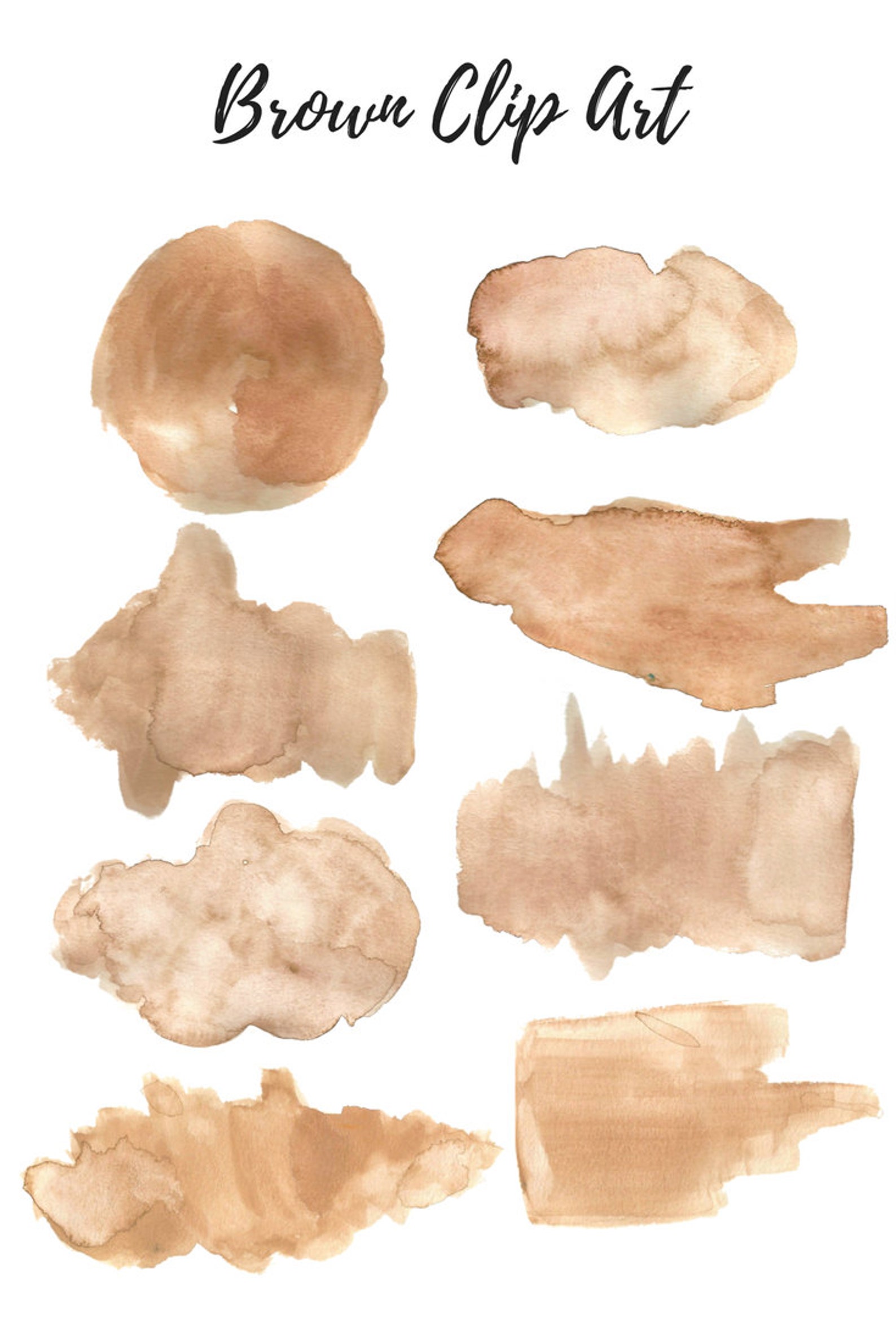 Watercolor Clip Art Brown Watercolor Clip Art Watercolor - Etsy