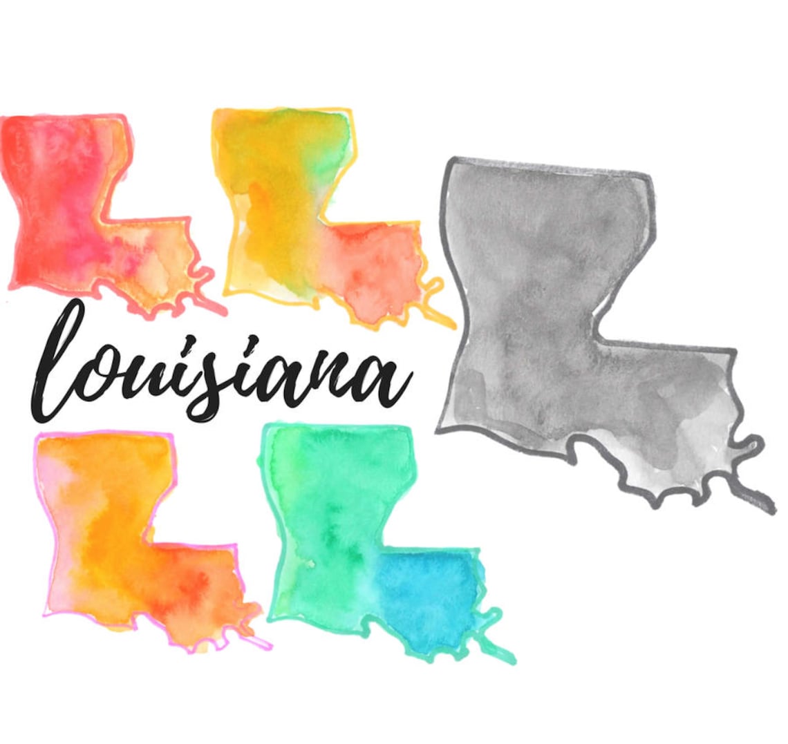 State Clipart Louisiana Clip Art Watercolor Clip Art - Etsy