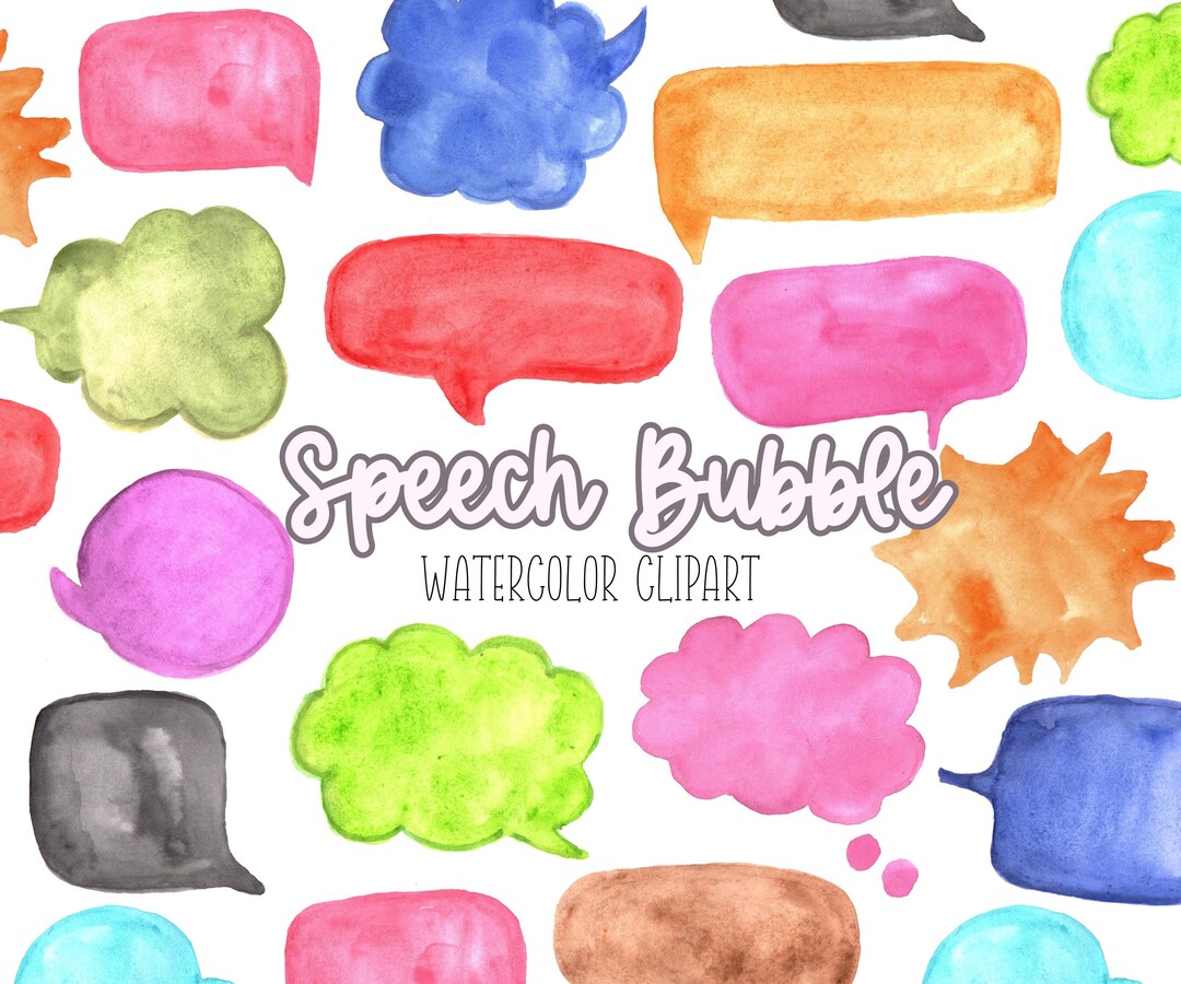 Watercolor Clip Art - Speech Bubble Comic Graphics PNG Illustration for ...