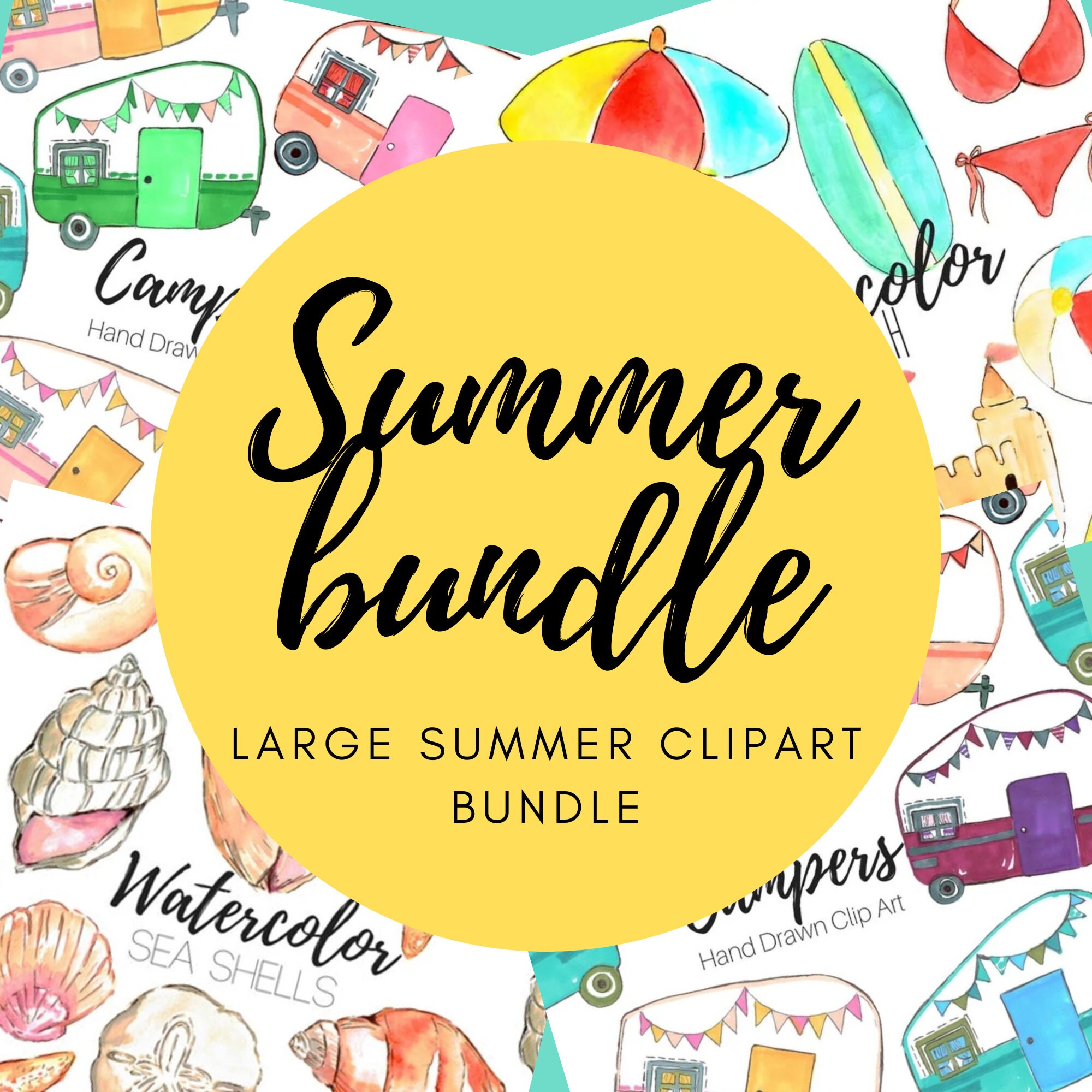 Watercolor Clipart Summer Bundle Tropical Summer - Etsy
