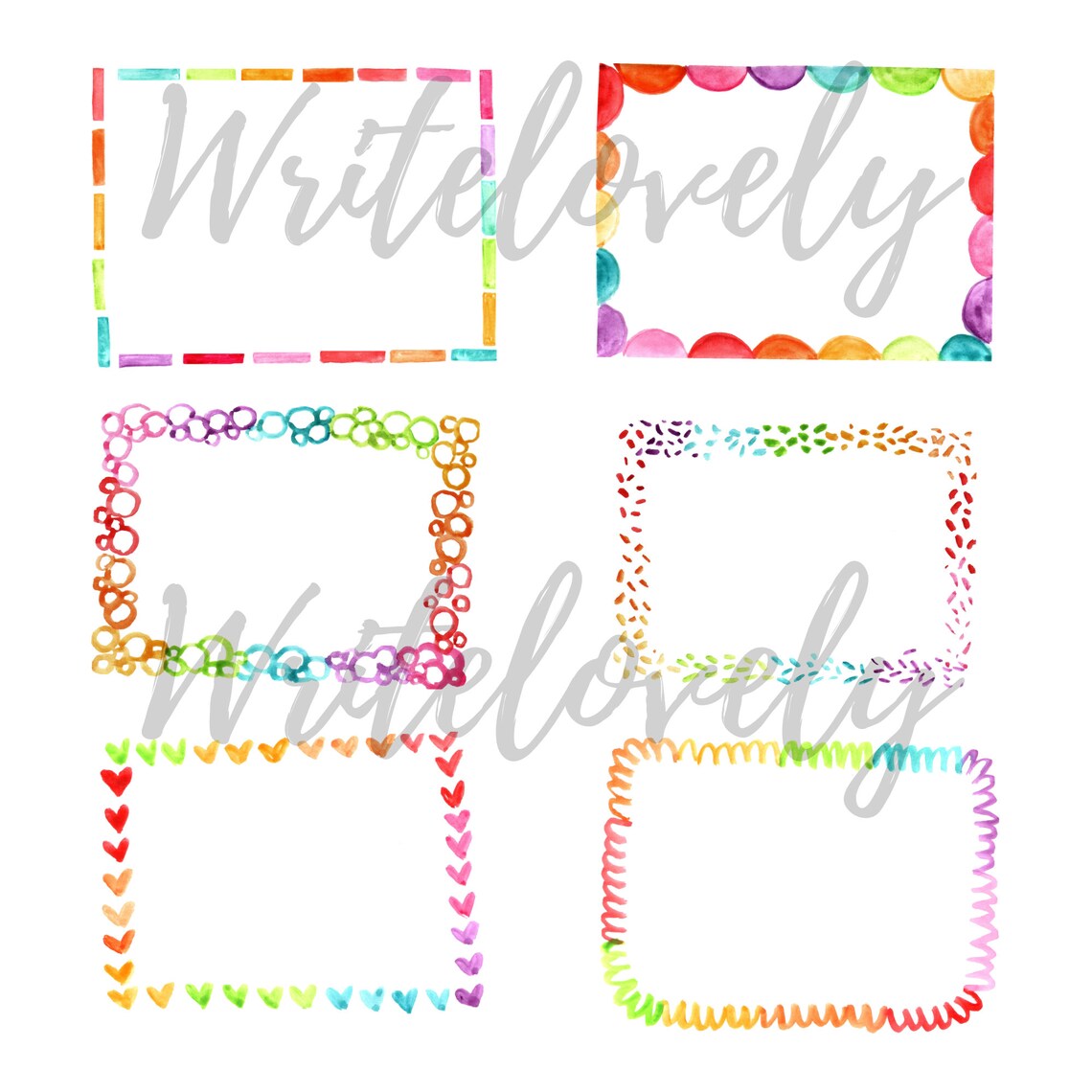 Watercolor Clipart Border Rainbow Frame Clip Art Png Frame - Etsy