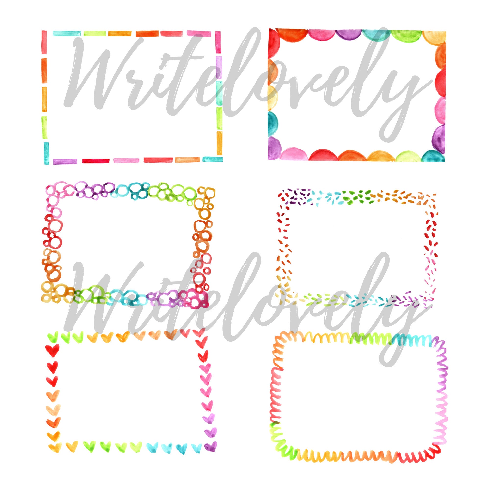 Watercolor Clipart Border Rainbow Frame Clip Art Png Frame - Etsy