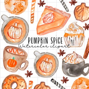 Watercolor Pumpkin Spice Clipart. Fall Autumn Treats Illustration in ...