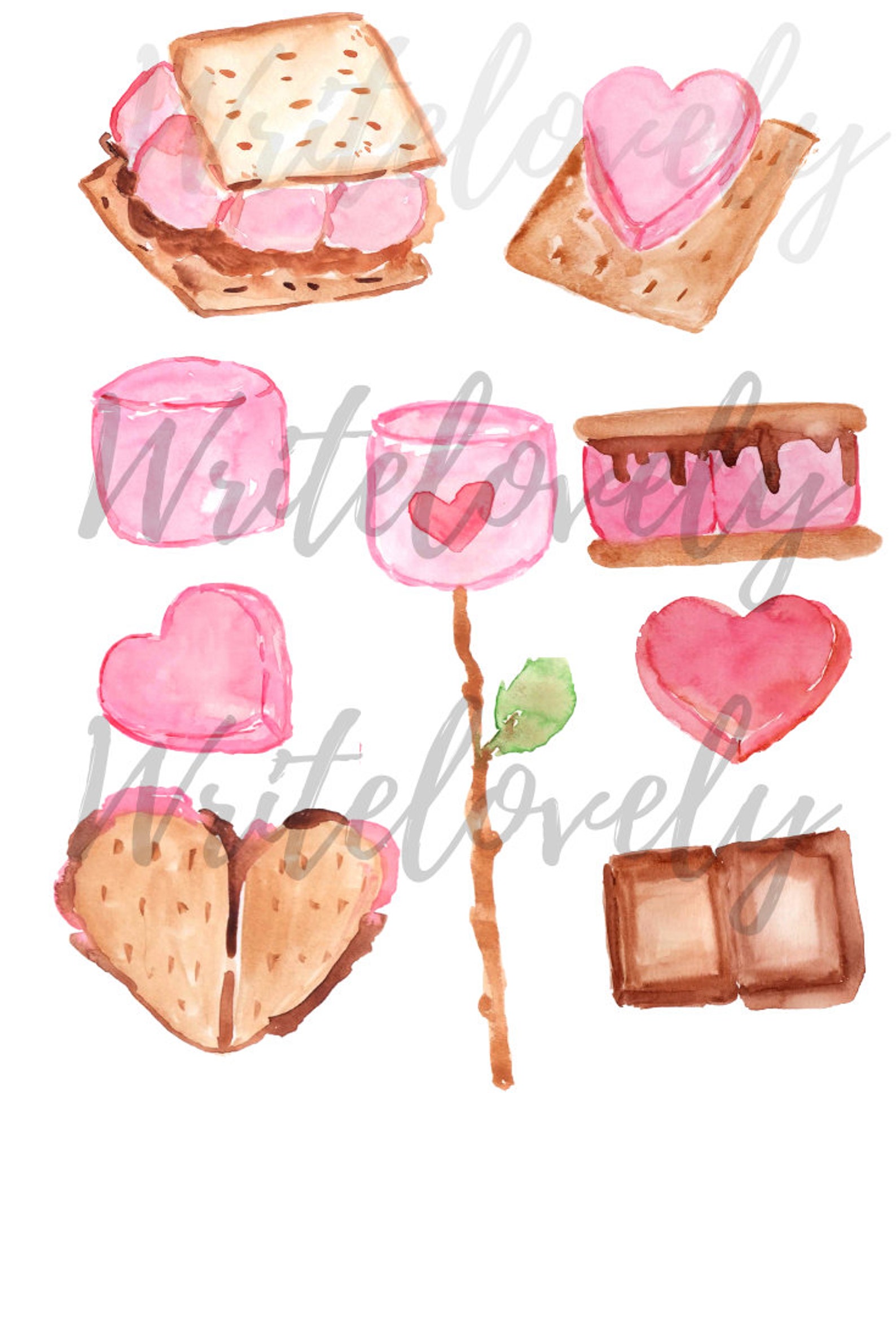 Valentines Day Clipart - Valentines Treat - S'mores- Camping - Food ...