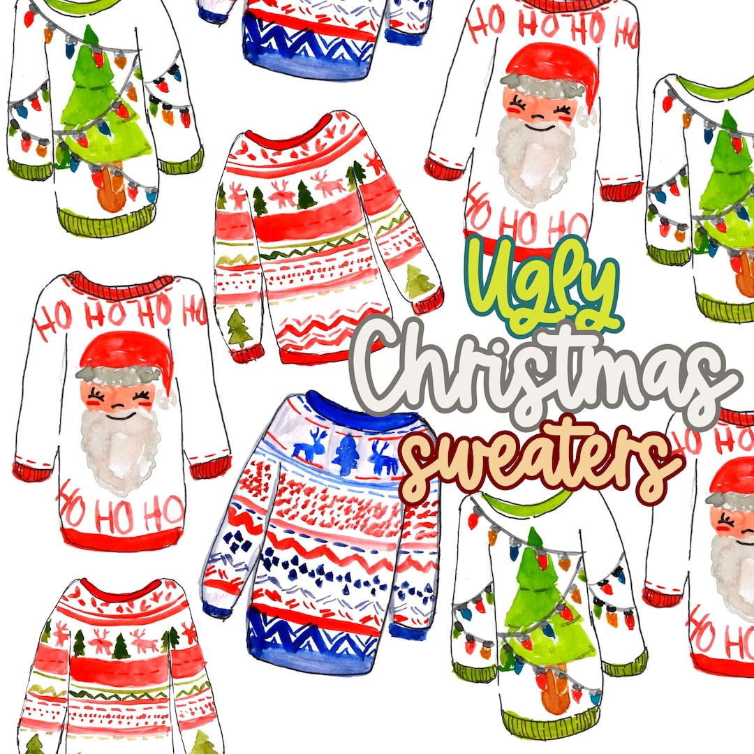 Christmas Clipart Ugly Christmas Sweater Graphics Holiday Party Winter ...