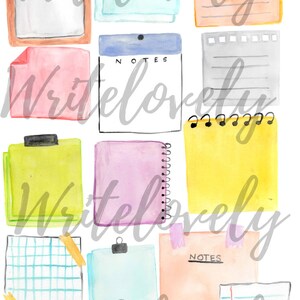 Watercolor Paper Clipart, Note Paper Back to School Planner Graphics in ...