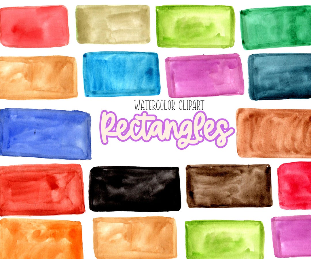 Watercolor Rainbow Rectangle Shape Clip Art - Watercolor Shapes - Shape ...