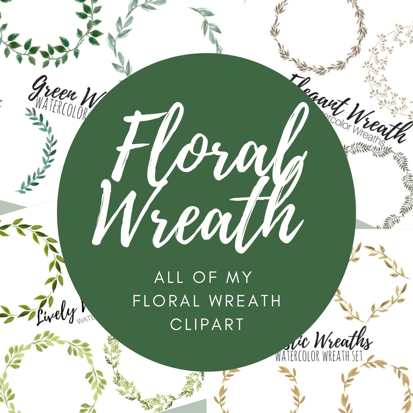 Floral Wreath Clip Art Wreath Clip Art Set Floral Clip Art - Etsy