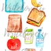 Lunch Clipart - Watercolor, Back to School, Lunch Box, Paper Bag, Apple ...