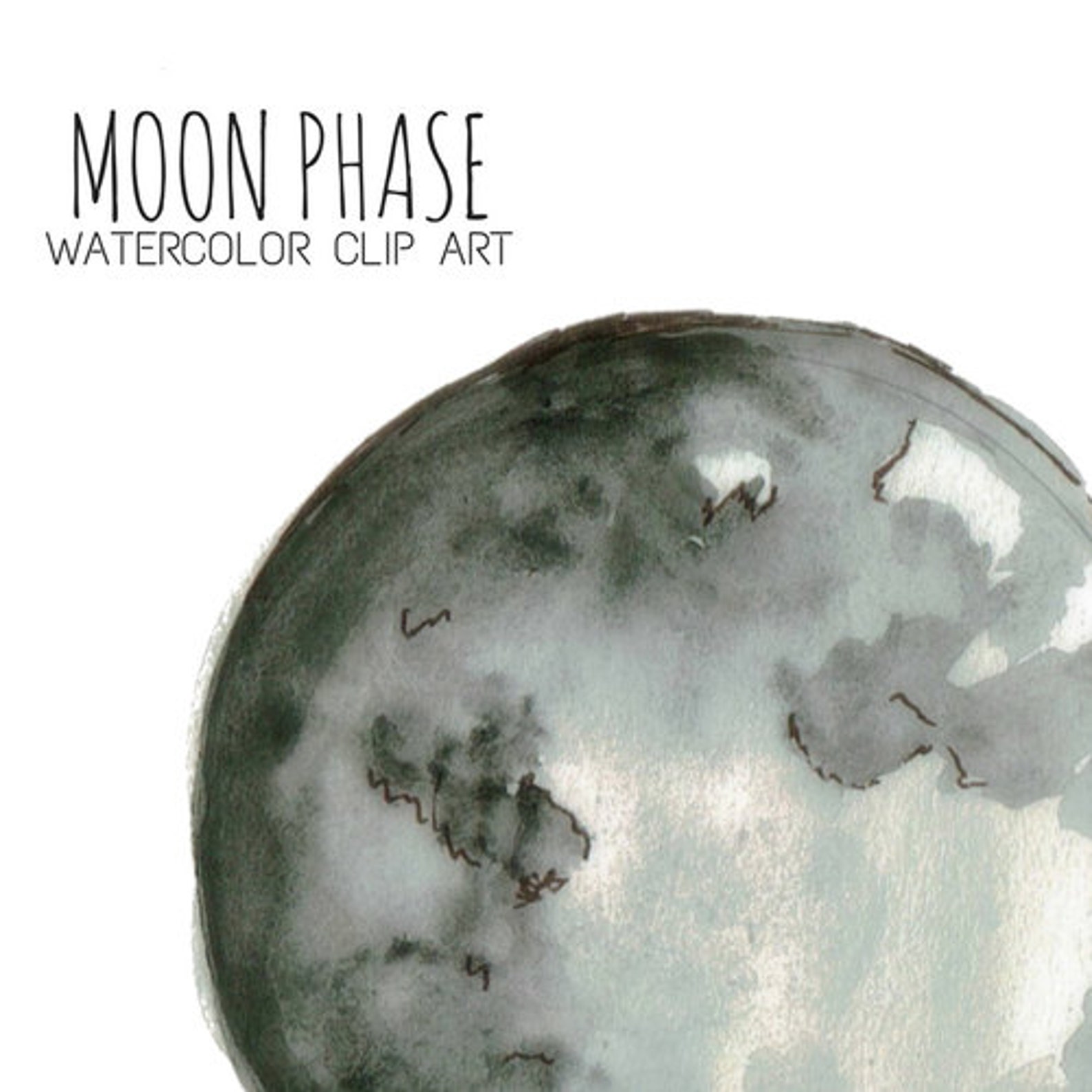 Space Galaxy Moon Phases Clip Art Watercolor Clip Art - Etsy