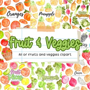 Large Watercolor Clipart Bundle Fruit Clipart Vegetable - Etsy