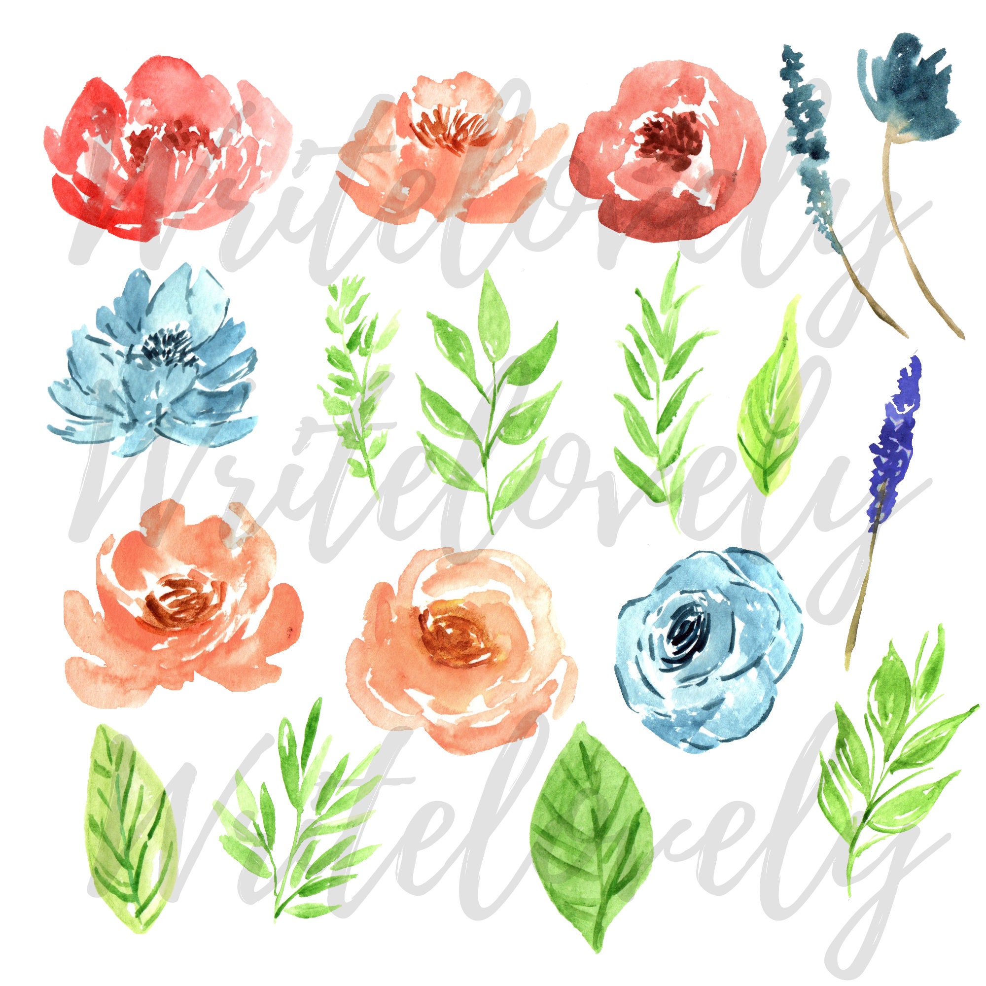 Watercolor Clip Art - Flower Clipart - Floral Graphics - Wedding ...