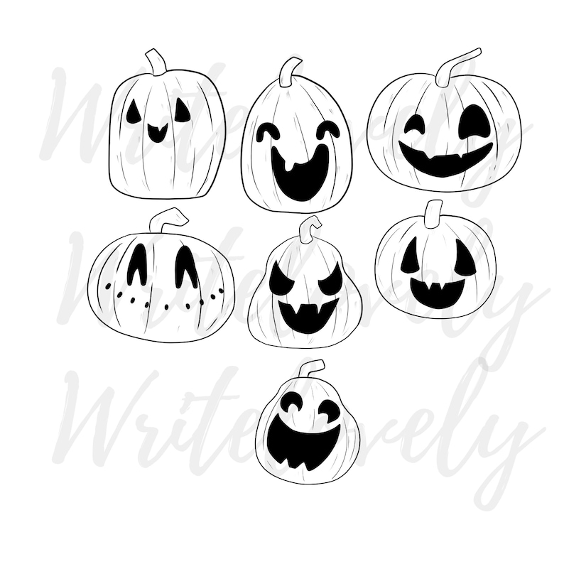 Halloween Clip Art Pumpkin Doodle Clipart Jack O Lantern - Etsy