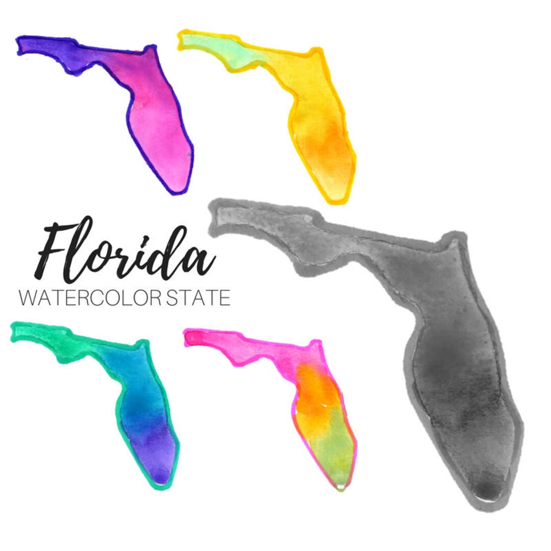 Watercolor Clip Art - Florida Clip Art - State Clip Art - Watercolor ...