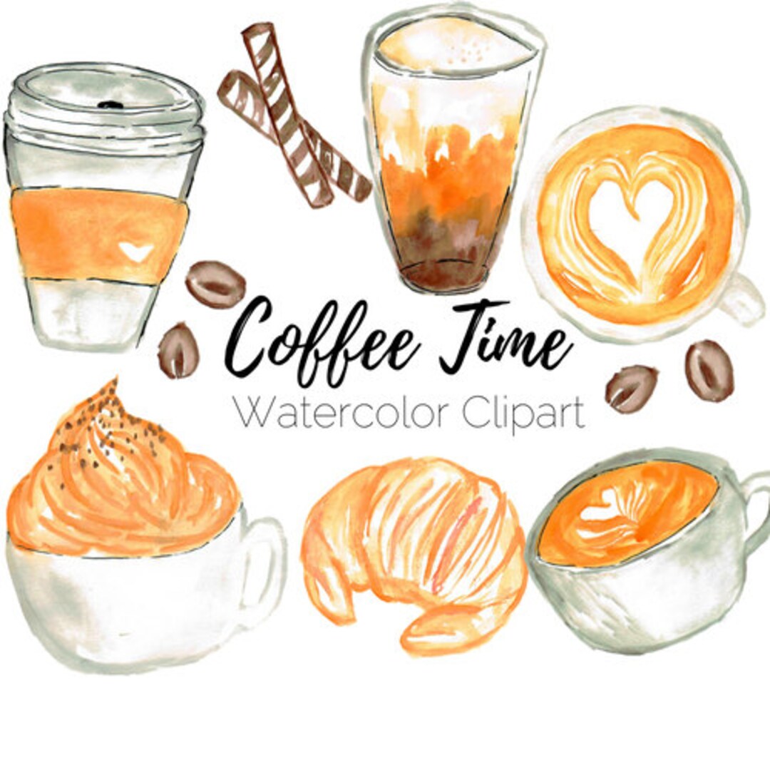 Watercolor Coffee Clip Art - Cafe - Latte -barista -commercial Use ...