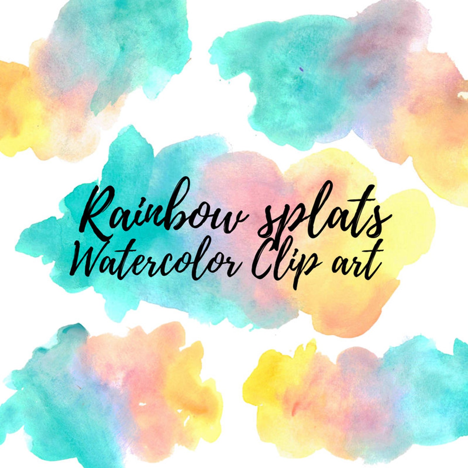 Watercolor Splash Rainbow Clip Art Watercolor Blob Paint | Etsy