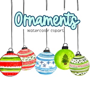 Watercolor Christmas Ornament Clipart Holiday Graphics in Png Format ...