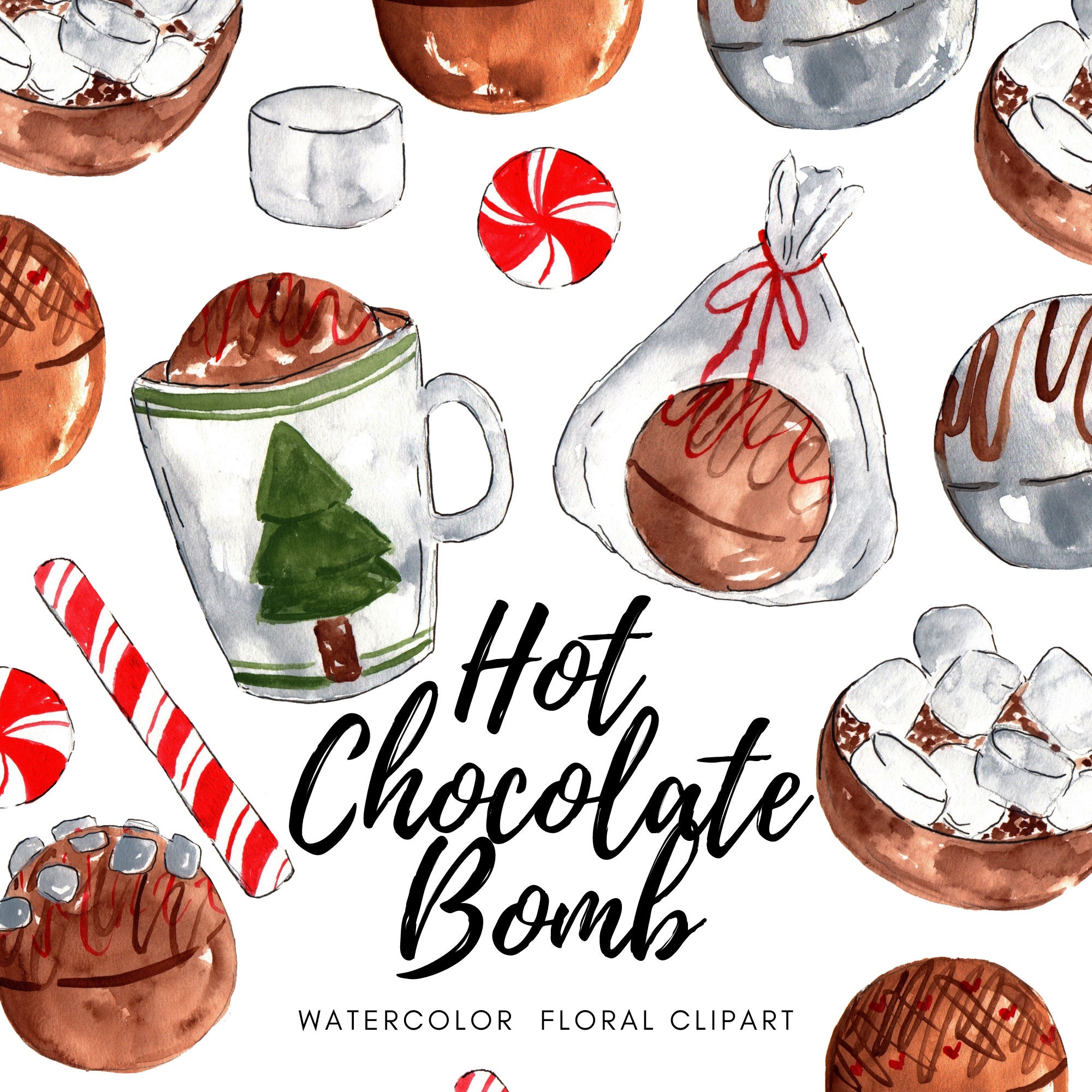 Hot Chocolate Bomb Clip Art Christmas Clipart hot Coco Bomb - Etsy