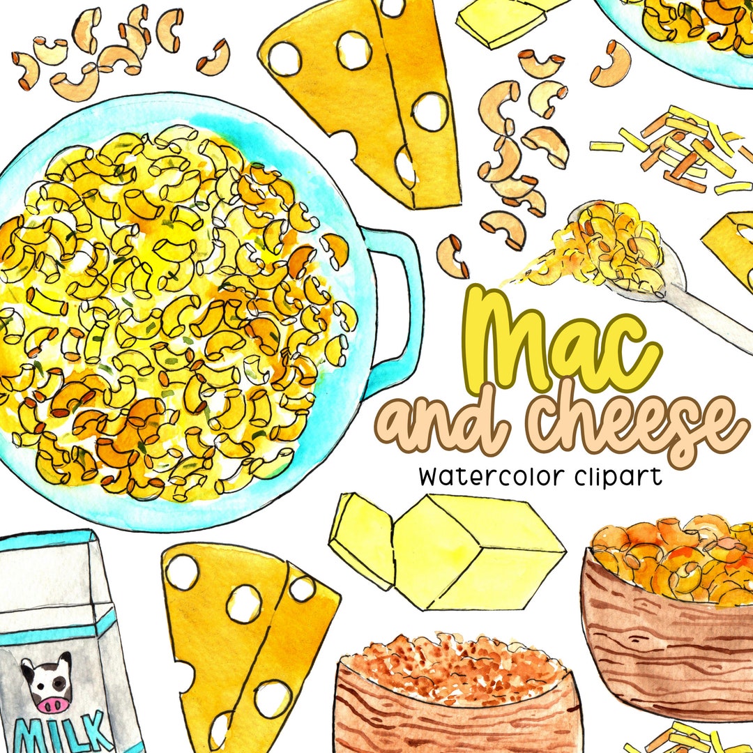 Watercolor Clipart - Mac and Cheese, Pasta, Noodles, Cheese,food ...