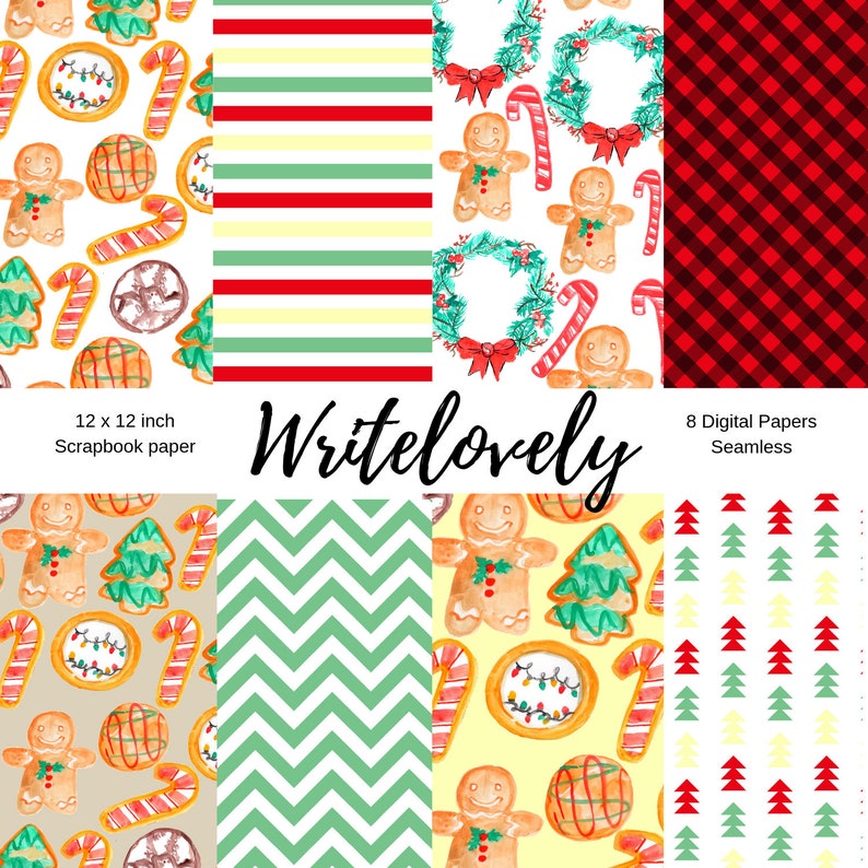 Seamless Christmas Holiday Cookie Scrapbook Paper - Gingerbread Digital ...
