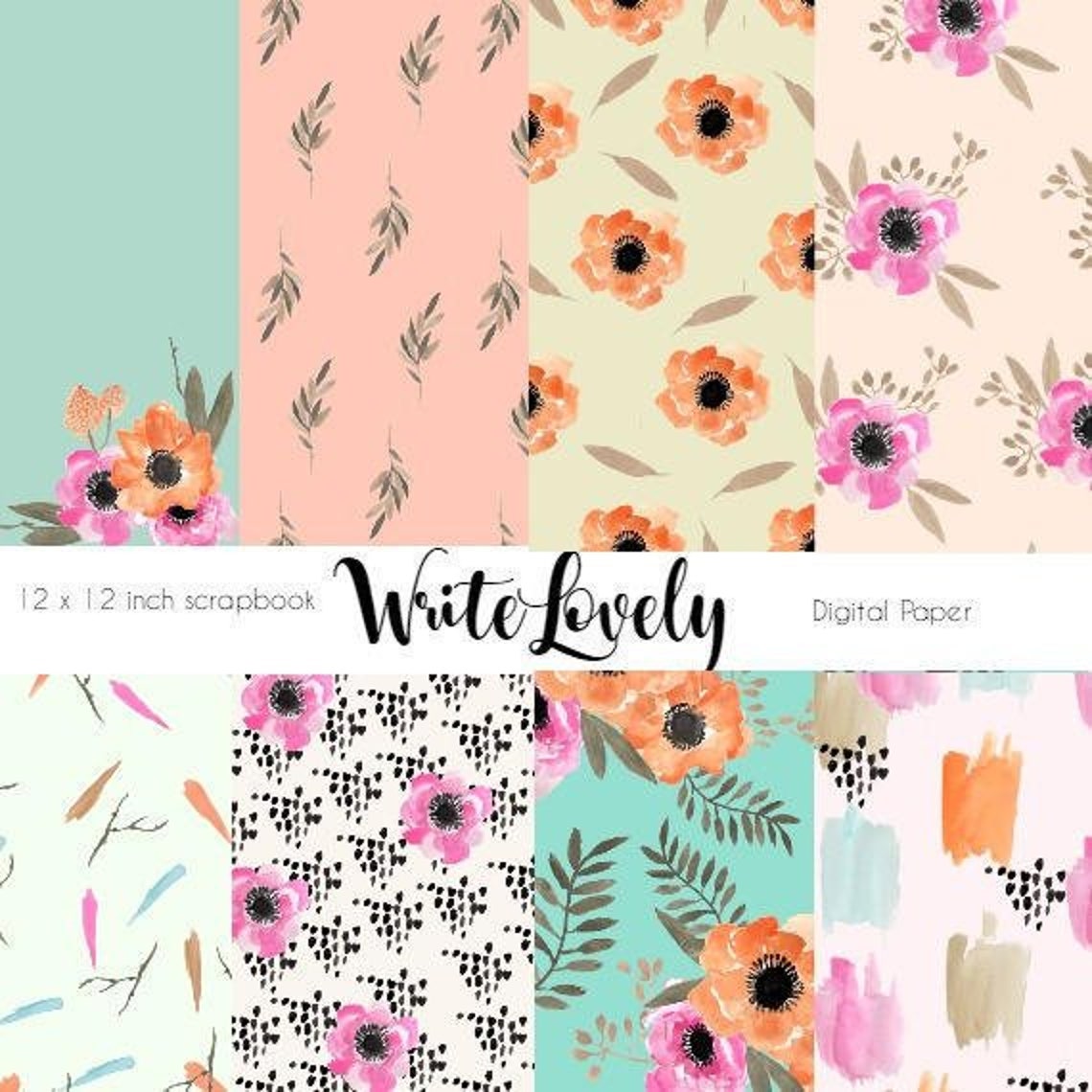 Scrapbook Paper Floral Paper Digital Paper Digital | Etsy