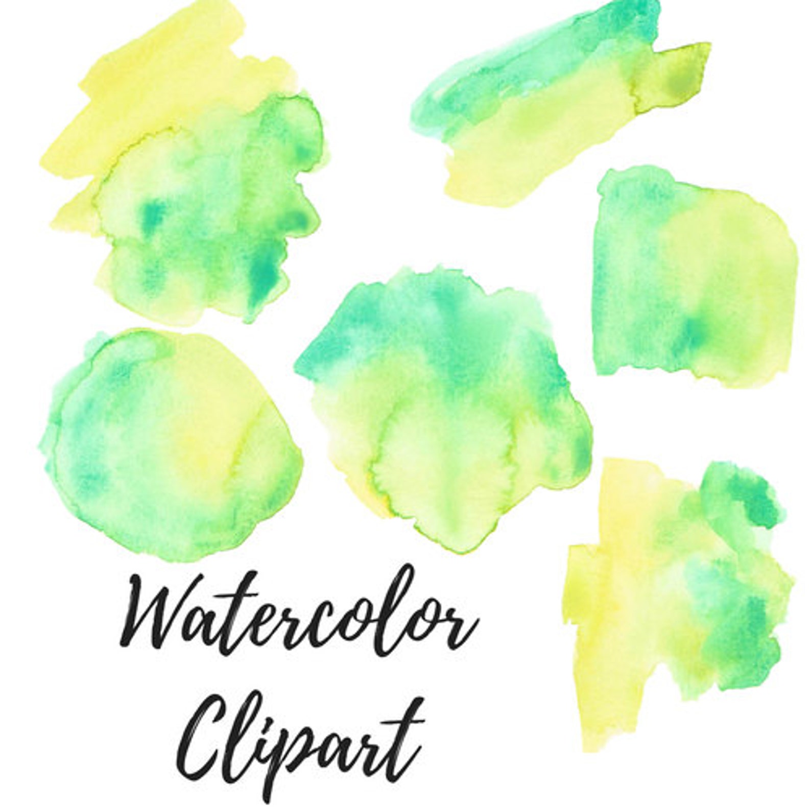 Watercolor Clipart Green Paint Brush Clipart Paint | Etsy