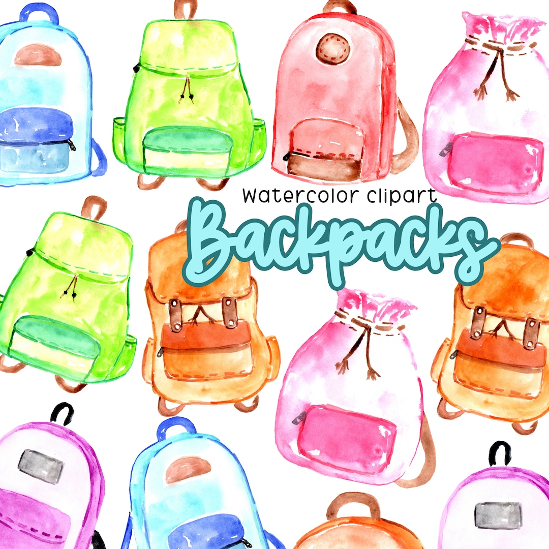 Backpack Clipart - School Clip Art - Watercolor -back to School ...