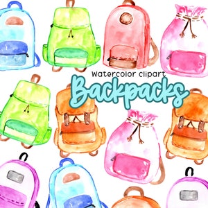 Backpack Clipart - School Clip Art - Watercolor -back to School ...