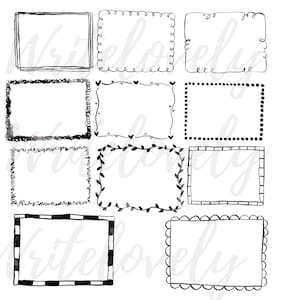 Watercolor Clipart, Doodle Frame,borders, Handpainted, Black and White ...
