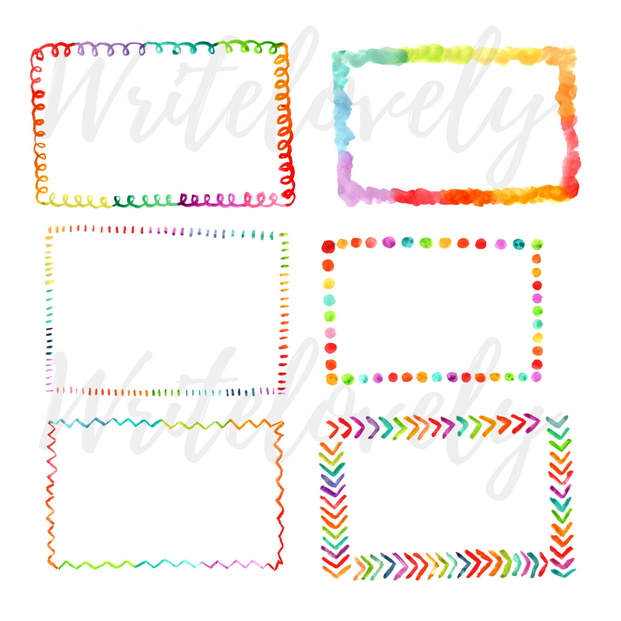 Watercolor Rainbow Border Clip Art Border Clipart Frame - Etsy