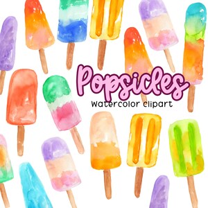 Watercolor Popsicle Clip Art ice Cream Summer Illustration Digital ...