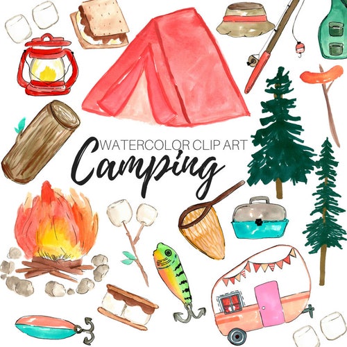 Camping Clipart Backpacking Clip Art Hiking Campfire - Etsy